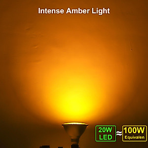 Familite LED Bug Light Bulbs, 1900K Yellow Outdoor PAR38 Flood Lights, Dusk to Dawn Auto On/Off Porch Lights, IP65 Waterproof, Replace up to 100W for Garage Hallway Yard Porch, 2 Pack