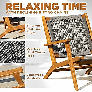 IDZO Reclining Design Heavy Duty 400lbs Capacity Patio Bistro Set 3 Piece Outdoor