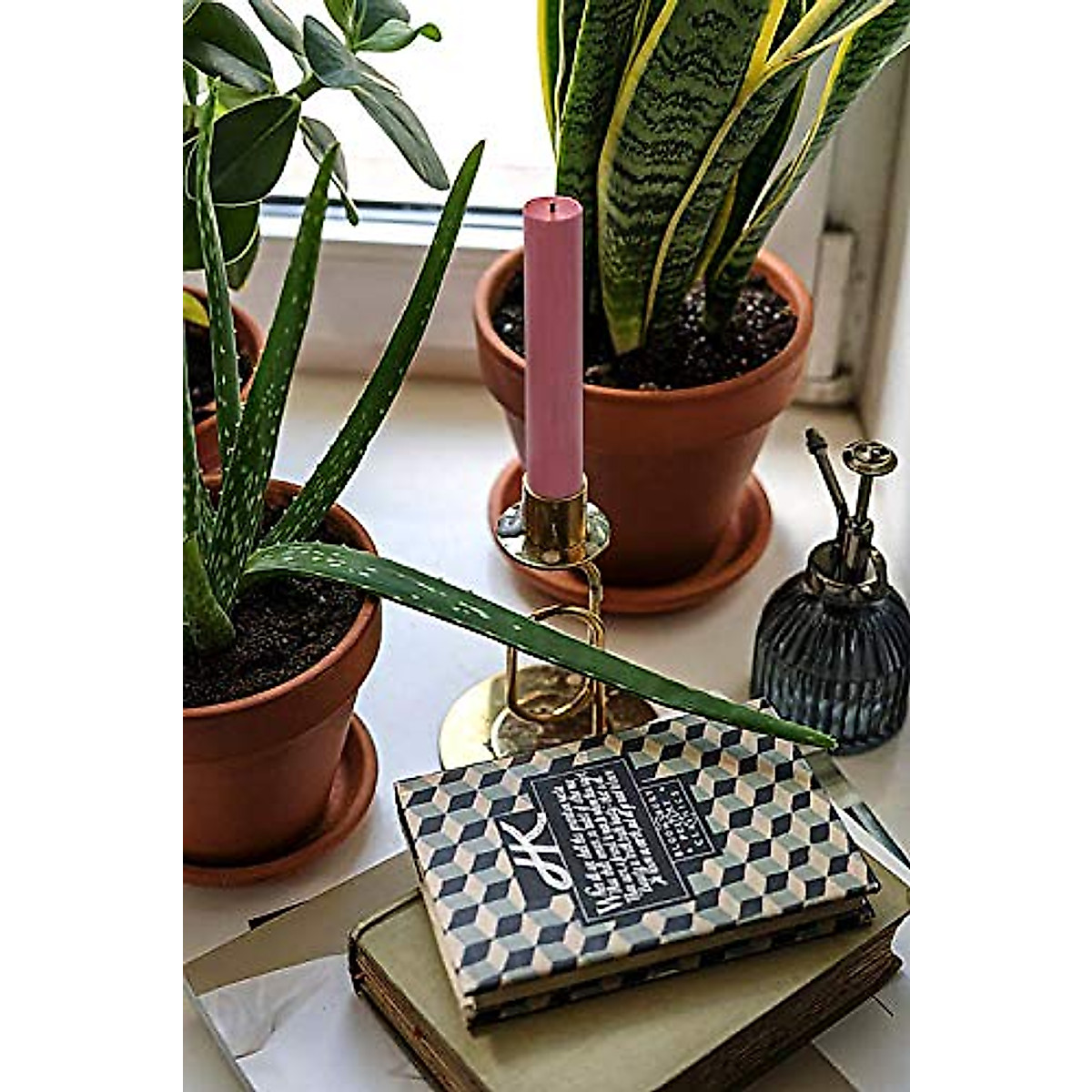 Hyoola 10 Inch Dinner Candles - 12 Pack - Rose Pink Tall Candles - Unscented Rustic Candles - Long Burning Candle Sticks