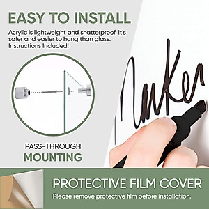 Personalized Acrylic Calendar for Wall - Ships Next Day, Made in America, Clear Dry Erase Planner for Home, Office, & Family, Glass Calendar Alternative, Easy to Clean (Clear, 16x20)