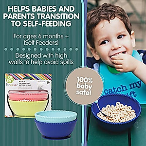 Chewbeads Silicone Suction Bowls - Set of 2 - Stay Put Toddler & Baby Suction Bowls - Dishwasher, Microwave & Freezer Safe Toddler Bowls - 100% Silicone, BPA Free & Phthalate Free