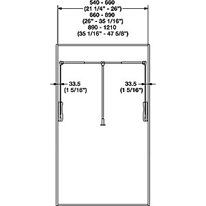 Pull Down Closet Rod, 26 lbs load capacity (Black powder-coated, 26" - 35 1/16")