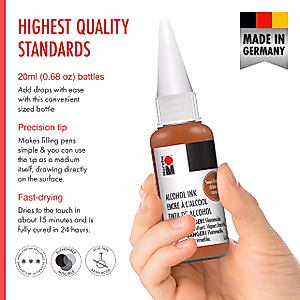 Marabu Brown Alcohol Ink Set - Brown, Cinnamon, Sweet Chestnut, Terracotta, and Caramel Alcohol Ink for Epoxy Resin, Tumbler Making, Alcohol Ink Paper - Large 0.68 Ounce Inks, 5 Colors Pack