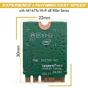 HighZer0 Electronics AX1675x Killer Series Upgraded WiFi 6E Adapter | Gaming WiFi Adapter | M.2 Wifi Card | 2.4 Gbps WiFi for PC | Supports Bluetooth 5.3 & Intel, AMD with Windows 10+, Linux (AX1675x)