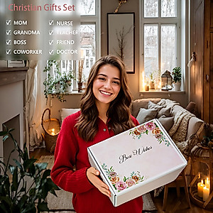 LUDUEIKSW Christian Gifts for Women, Inspirational Religious Gifts Basket, Catholic Spiritual Tumbler Throw Blanket Gift Set, Encouragement Faith Gifts for Mother Wife Sister Friend