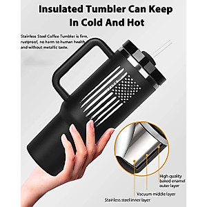 40 oz Tumbler with Handle and Straw Lid for Father's Day Gifts,Birthday Gifts for Men,Retirement Gifts for Men Stainless Steel Travel Tumbler for Hot and Cold Beverages