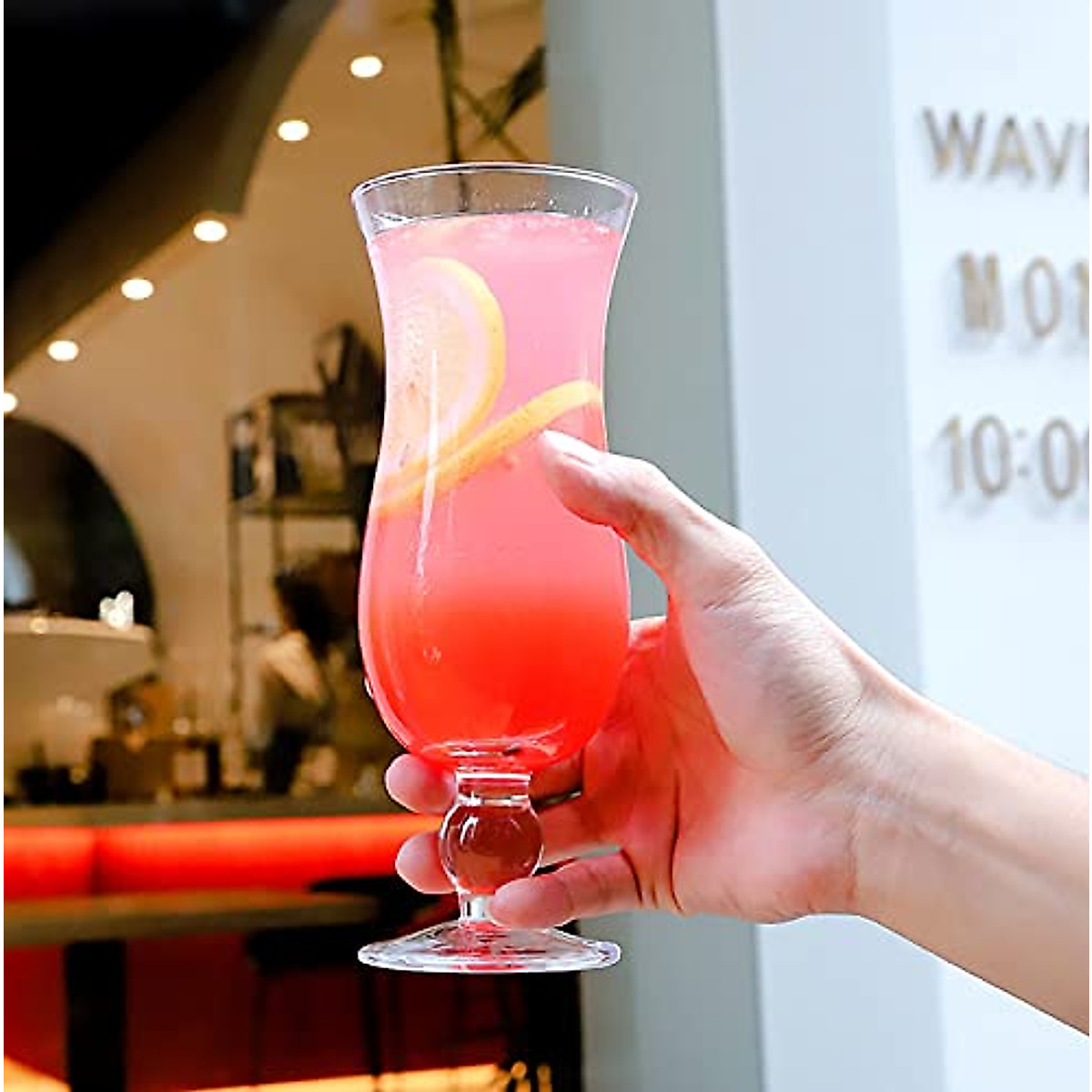 Yesland 6 Pcs Hurricane Glass - 13.5 oz Break-Resistant Plastic Pina Colada Cocktail Glasses Clear Tulip Drinking Cups for Drinking Cocktails, Full-Bodied Beer, Juice, Tropical Drinks, Water