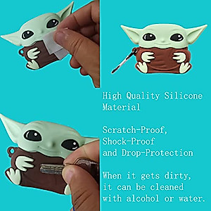 Wifantien 3D Yoda Case for AirPod Pro 2019/2022,3D Cute Cartoon Women Girls Kids Fashion Kawaii Yoda Baby Shape Keychain Soft Silicone Case for Airpods Pro/Airpods Pro 2nd Gen 2022 (Yoda Baby)