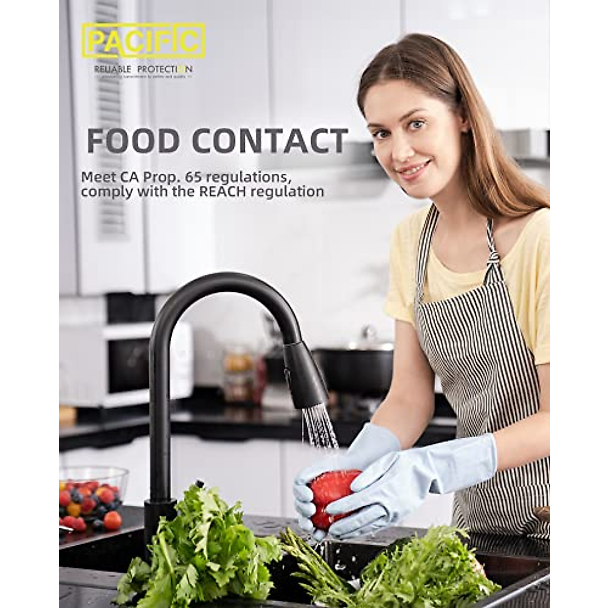 PACIFIC PPE 12 Pairs Dishwahsing Gloves, 12 Inches Rubber Gloves, Blue Kitchen Gloves, Long Dish Gloves for Household Cleaning, Gardening, Small