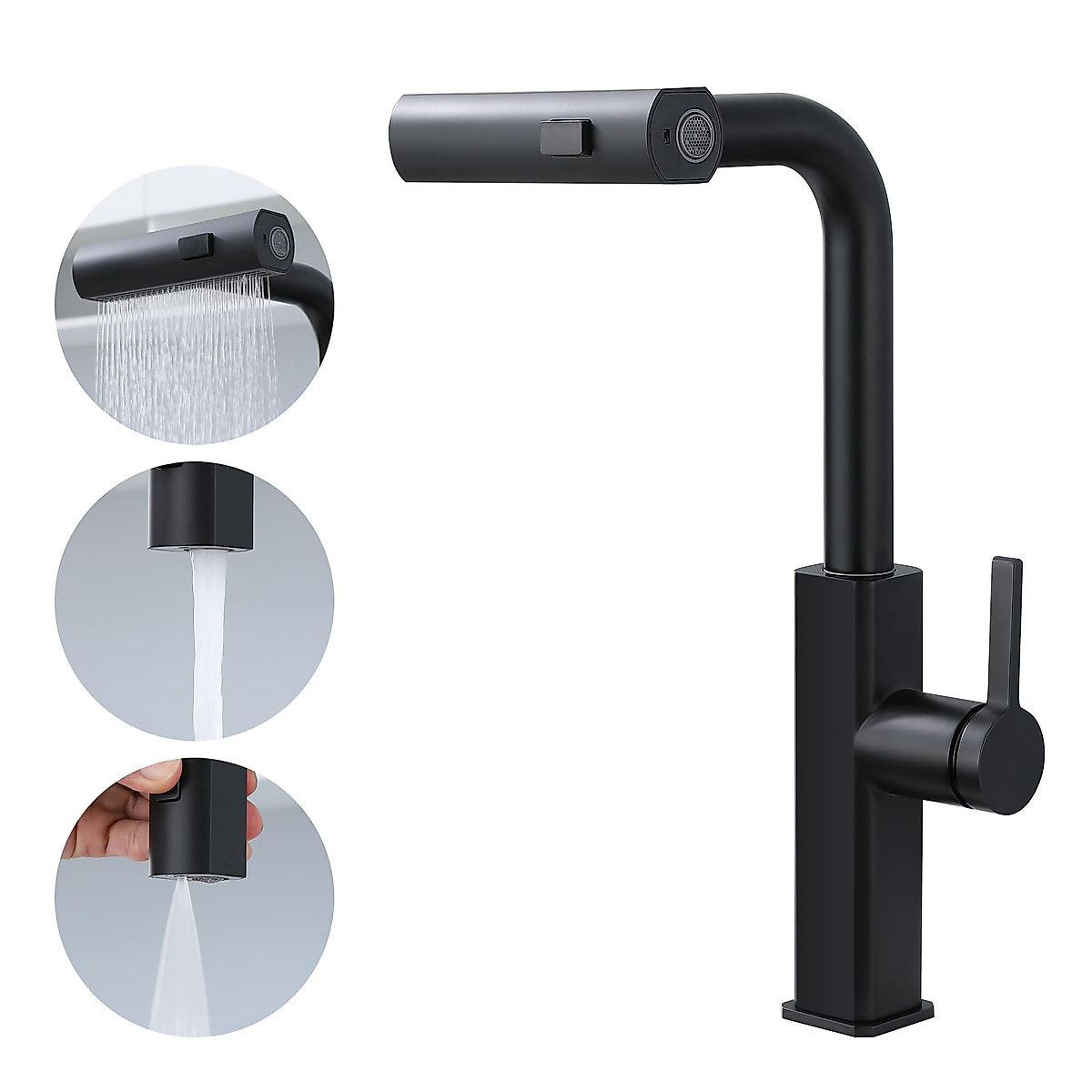 TRJIKAG Faucet Extender, 3 in 1 Sprayer Kitchen Sink Faucet Extender, Anti-Splash Kitchen Faucet Replacement Extender for Kitchen Sink, Black