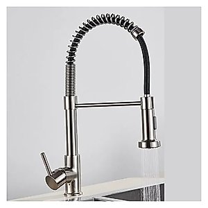 Pull Down Kitchen Faucet Chrome Dual Mode spout hot and Cold Water Mixer Crane Faucet Brass Spring Kitchen Sink Faucet(Nickel)