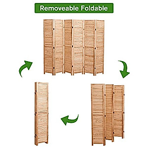 Room Dividers Folding Privacy Screens 6 Panel 5.6 Ft Tall Foldable Portable Room Seperating Divider, Wood Room Divider Wall & Office Divider, Freestanding Portable Partitions, Brown