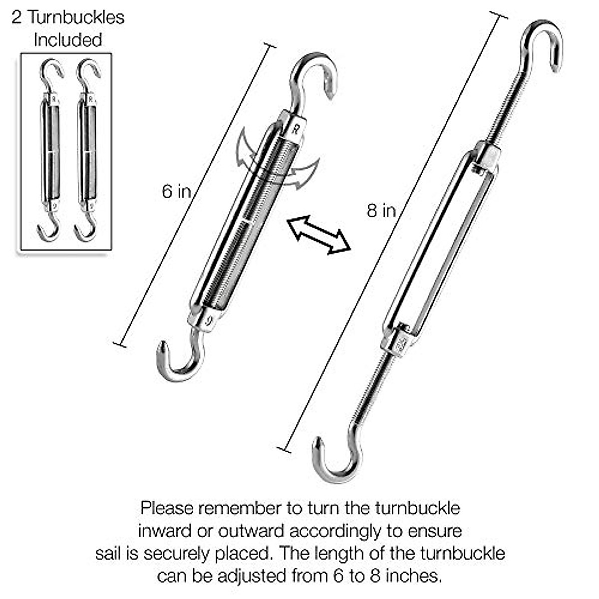 Asani Rectangle Sun Shade Sail Mounting Kit | Patio Cover, Outdoor Sunshade Canopy | Weather Resistant Metal Hardware | Covering for Deck, Garden, Porch, Backyard (Mounting Hardware)