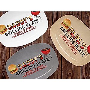 Personalized Barbecue Grilling Plate Custom Christmas Gifts for Dad Custom BBQ Grill Platter Daddy's Grilling Plate Gift Ideas for Grandfather Serving Trays Serving Plates for Fish Dish, Steak