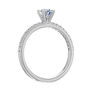 FINEROCK 1/2 Carat Prong Set Solitaire Diamond Engagement Ring Band in 14K White Gold (Ring Size 8)