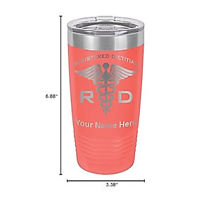 LaserGram 20oz Vacuum Insulated Tumbler Mug, RD Registered Dietitian, Personalized Engraving Included (Coral)