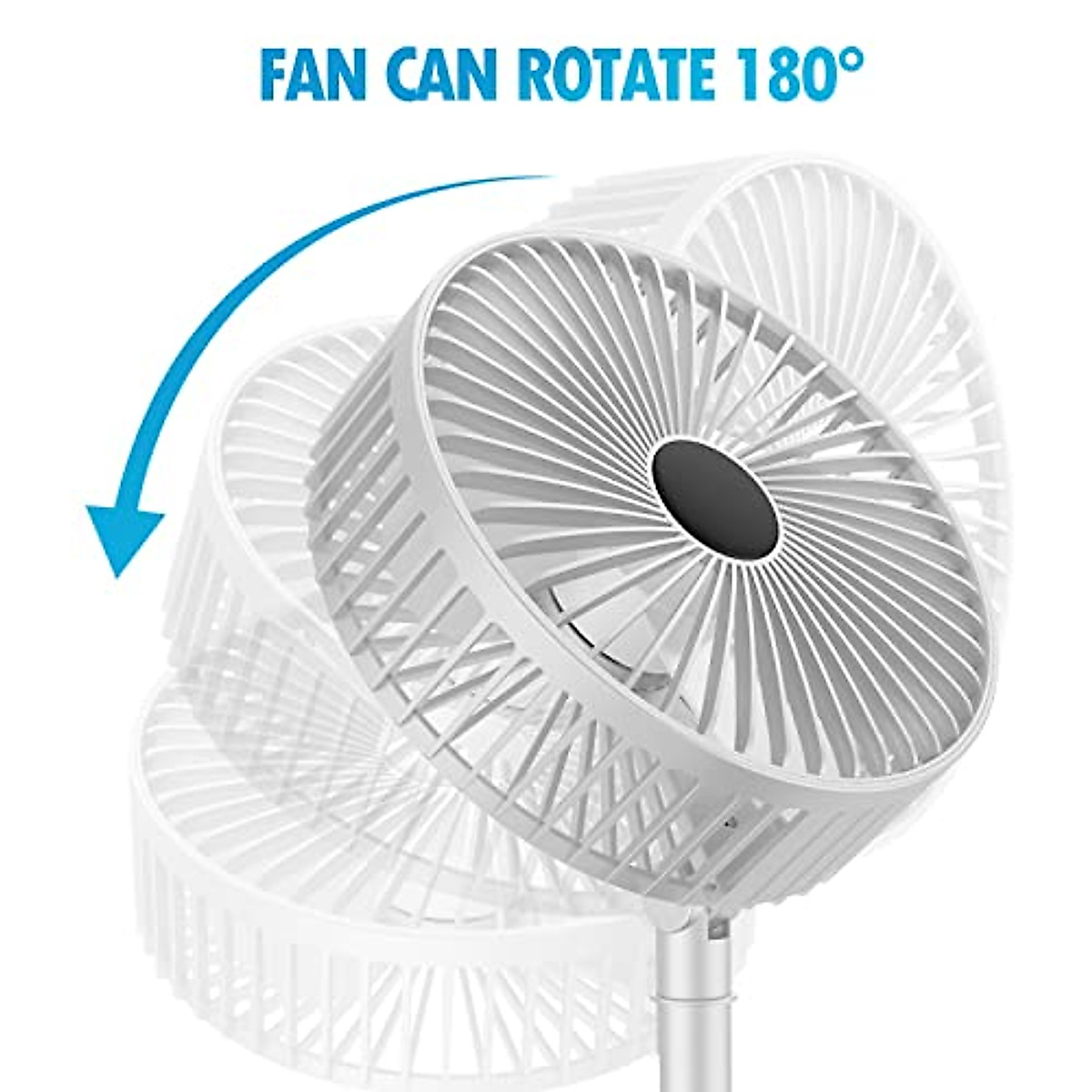 MAESHOP Portable Desk Fan 3 Speeds Wind Quiet Foldable Rechargeable Battery Operated USB Desktop Folding Fan For Office Trave Home Desk Outdoor Bedroom Trave，6.5-Inch (White)