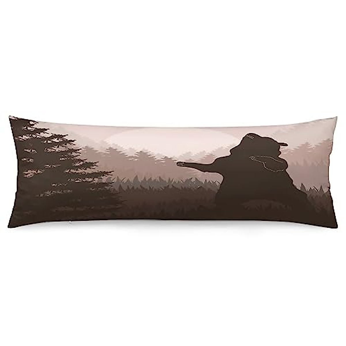 Lycomify Body Pillow Cover,Wild Bear in The Jungle Woodland at Dark Night Printed Long Pillow Cases Protector with Zipper Decor Soft Large Covers Cushion for Beding,Couch,Sofa,Home Gift 20"x54"
