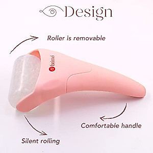 Ice Roller for Face and Gua Sha Facial Tools, BAIMEI Ice Face Roller Reduces Puffiness Migraine Pain Relief-Pink