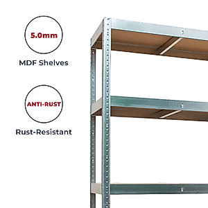 G-Rack Garage Shelving Unit: 180cm x 90cm x 60cm | Single Bay, Galvanised Steel 5 Tier Unit | 175kg Load Weight Per Tier (875kg Per Rack) | for Your Garage & Elsewhere! | Shelf Unit | Van Racking