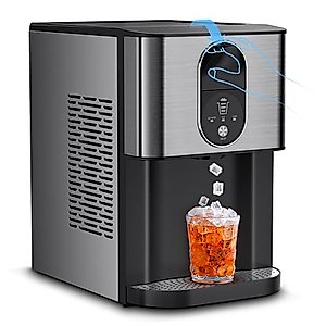 Joy Pebble Nugget Ice Maker Dispenser, Self Dispensing Pellet Ice Maker, 44lbs/24H, 15mins Quick Ice Make, 3.3lbs Ice Storage, Ice Full Indicator, Self-Cleaning, Home, Kitchen, Bar, Party