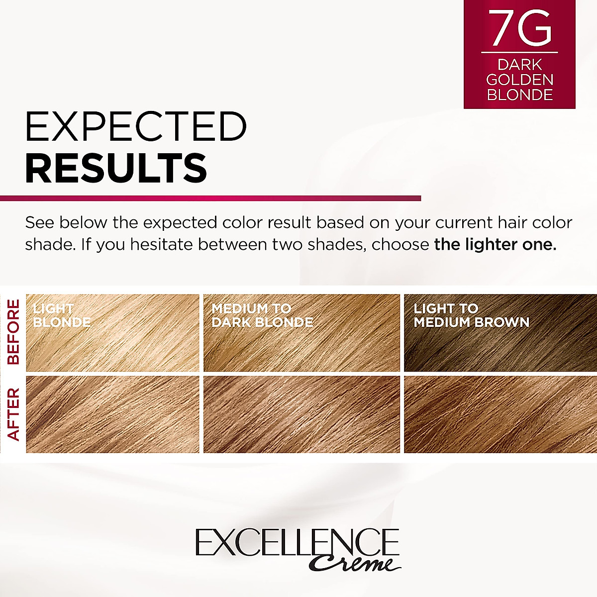 L'Oreal Paris Excellence Creme Permanent Triple Care Hair Color, 7G Dark Golden Blonde, Gray Coverage For Up to 8 Weeks, All Hair Types, Pack of 1