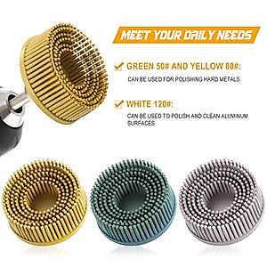 3 Pieces 2 Inch Bristle Disc Assorted Grit 50# 80# 120# Coarse Bristle Disc Attachment Abrasive Coating Removal Disc with 1/4 Inch Round Shank (50# 80# 120#)