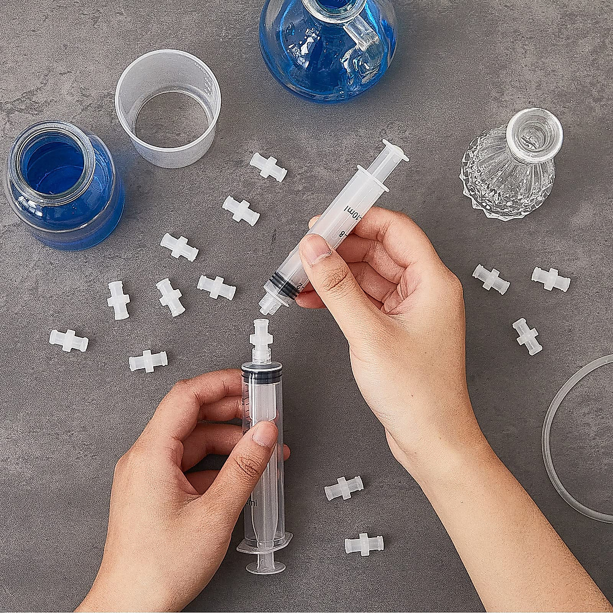 15 Pcs Syringe Adaptor Lock Female Syringe to Syringe Transfer Joint Lock to Lock Connector Syringe Adaptor