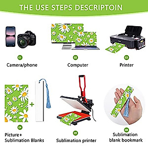 Juome 30 Pcs Sublimation Blanks Bookmark, Sublimation Blanks Products with 30 Pcs Colorful Tassels for DIY Bookmarks Crafts Projects Sublimation Accessories, Double Sided Sublimate