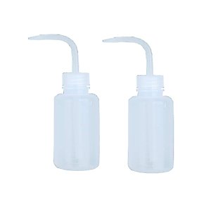 2Pcs 150ml Plastic Safety Wash Bottle Translucent Plastic Squeeze Measuring Bottle Narrow Mouth Empty Bent Tip Storage Containers For Gardening Lab Tattoo (150ml/5oz)