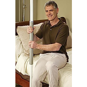 Stander Security Pole, Floor to Ceiling Transfer Pole, Elderly Grab Bar and Bathroom Rail with Padded Handle, Iceberg White