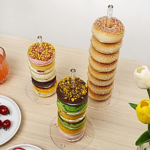Clear Bubble Acrylic Donut Stands -5PCS Bagel Holder Display,Reusable Doughnut Pretzel Tower for Dessert Table,Wedding Bar,Birthday Party,Treat Table Decor Parties Stacker with Built-in Copper Nut by VREASK