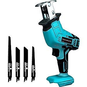 Cordless Power Reciprocating Saws Tool 0-3000 RPM for Makita 18V LXT BL1850B Battery Compact One-Handed Recipro Saw for Wood/Metal/PVC Cutting（No Battery）