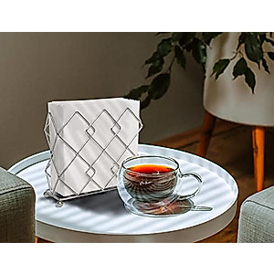 LEVIMETREE Silver Napkin Holder - Stainless Steel Napkin Holders for Tables Modern Serviette Holder Tissue Dispenser Perfect for Outdoor Events - Decorative Clear Cocktail Napkin Kitchen Décor