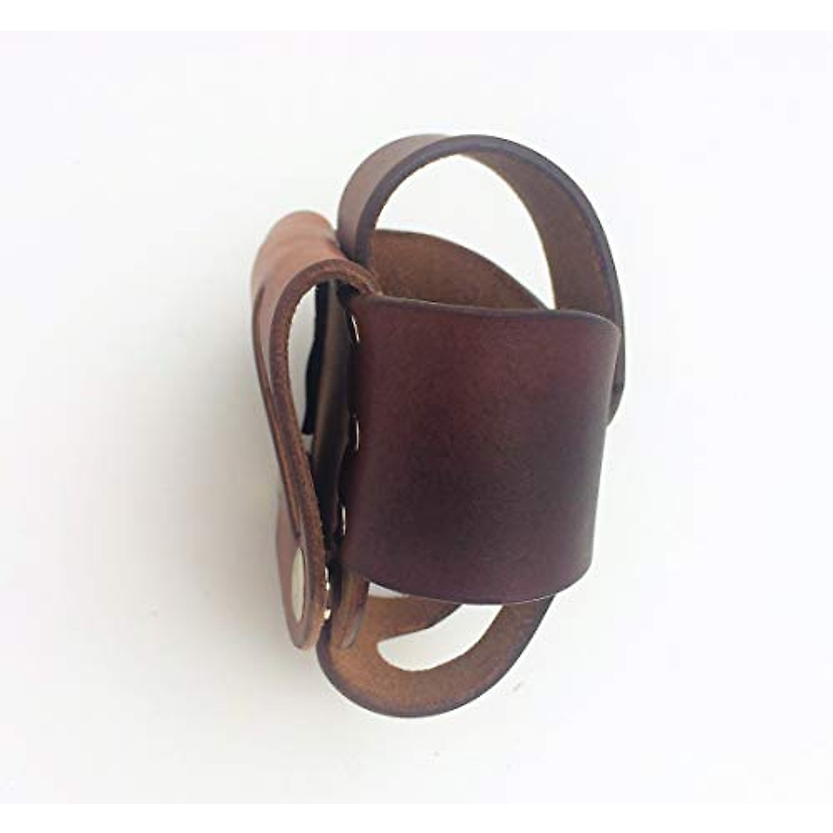 Basket Style Leather Tape Measure Holder by AP Saddlery (Dark Brown)