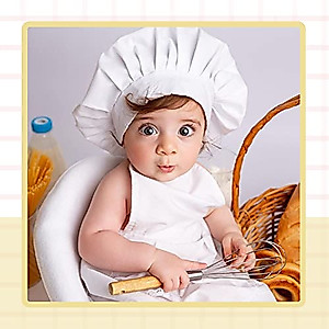 WinDoo Newborn Baby Photography Prop Baby Chef Outfits Chef hat Apron Set Infant Baby chef costume, White, For 7-18 months