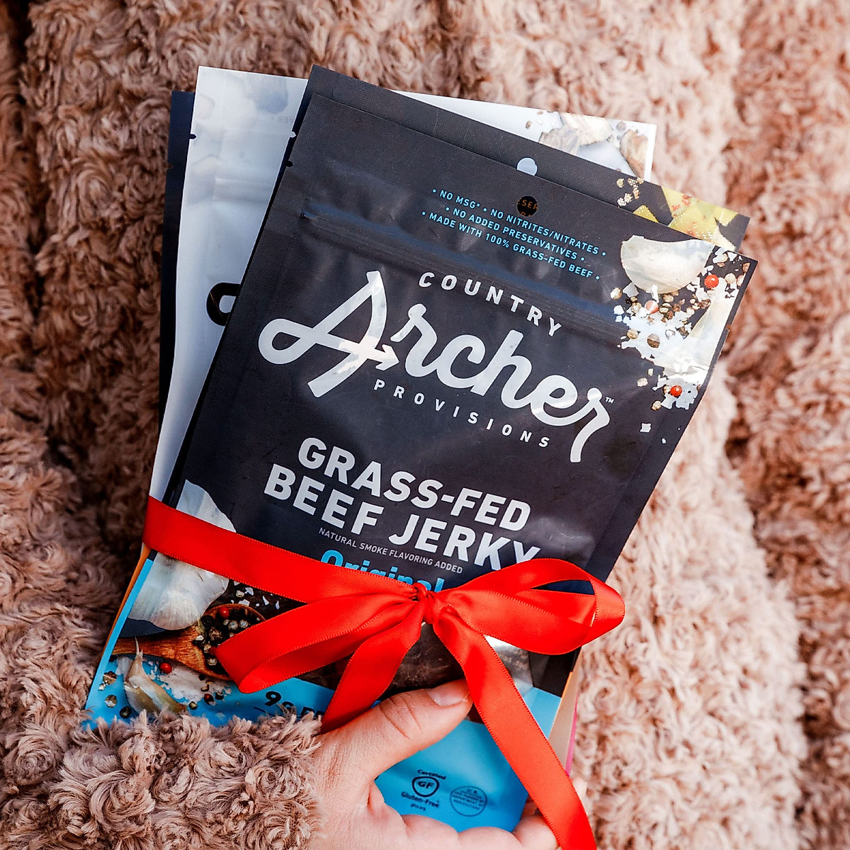 Beef and Turkey Jerky Variety Pack by Country Archer, 6 Flavors, 100% Grass Fed, 100% Natural, High Protein Snacks, 2.5 Ounces, 6 Pack (Packaging May Vary)