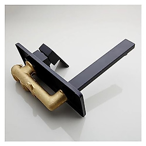 HOONWEAR Kitchen Tap Bathtub Faucet Hot Cold Waterfall Wall Mounted Water Tap, Black Chrome Bathroom Sink Faucet Mixer Taps (Color : Nero, Size : 1) Mixer Tap Faucet, CF001