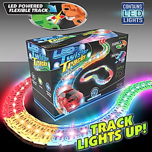 Mindscope LED Laser Tracks by Twister Tracks 12 Feet of Light Up Flexible Track + 1 Light Up Race Car Each Individual Track Piece Contains Lights (Standard Color System)