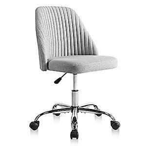 SMUG Home Office Desk Chair, Office Chairs Desk Chair Rolling Task Chair Computer Chair Adjustable with Wheels Armless for Bedroom, Vanity Chair for Makeup Room, Living Room Gray