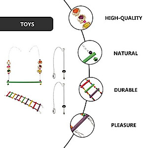 PATKAW Chicken Swing Toys 8 Pcs Parrot Bird Toy Bird Perch Bird Cage Hammock Toy Set Wooden Hammock Wooden Swing