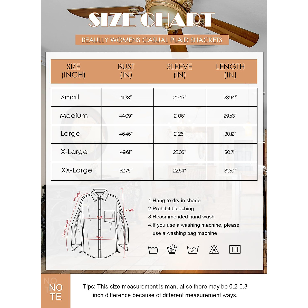 Beaully Women's Flannel Plaid Shacket Long Sleeve Button Down Shirts Jacket Coats with Side Pockets 6017 Khaki XXL