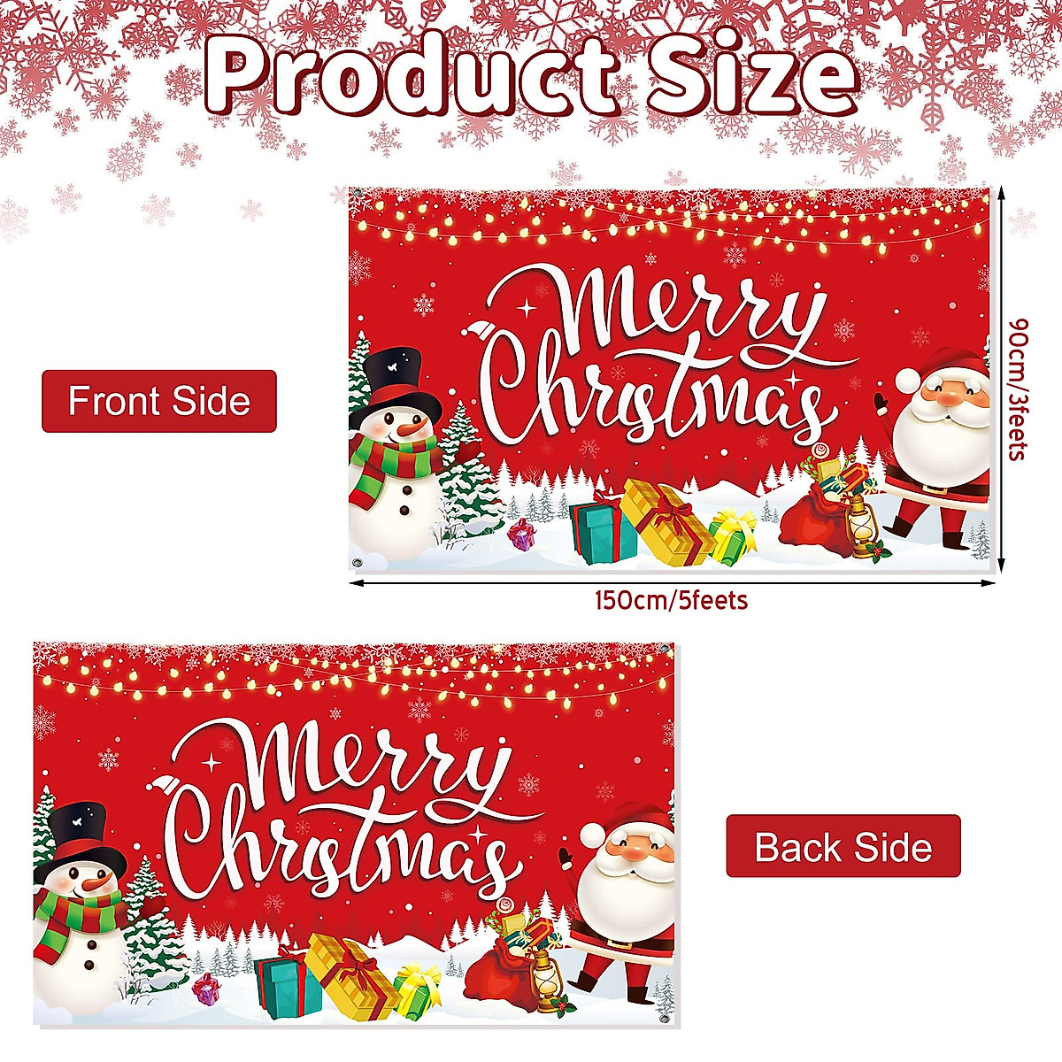 Tiamon Christmas Flag 3 x 5 Feet Double Sided Xmas Large Flag for Outside Santa Snowman Winter Holiday Polyester Flag Xmas Garden Yard Flag Christmas Welcome Signs Banner for Outdoor Yard Decoration