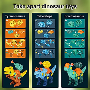 Loktung Take Apart Dinosaur Toys STEM Building Toys Set for Kids Construction Engineering Toys for 3 4 5 6 7 Year Old Boys and Girls