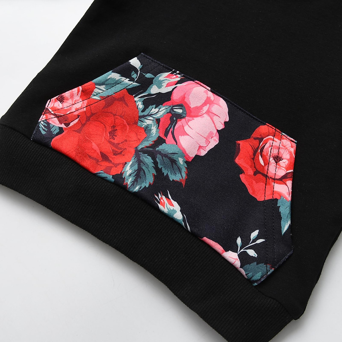 Derouetkia Infant Toddler Baby Girl Clothes Long Sleeve Floral Hoodie Sweatshirt Tops Pants and Headband Outfit Set (6-9 Months)