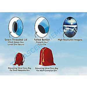 THE ASCENT MEMORIAL Urns for Human Ashes Adult Male Female | Handcrafted Large Handcrafted Funeral Cremation Urns | Complimentary Mini Keepsake Token | Velvet Carry Bags for Keepsake and Urn