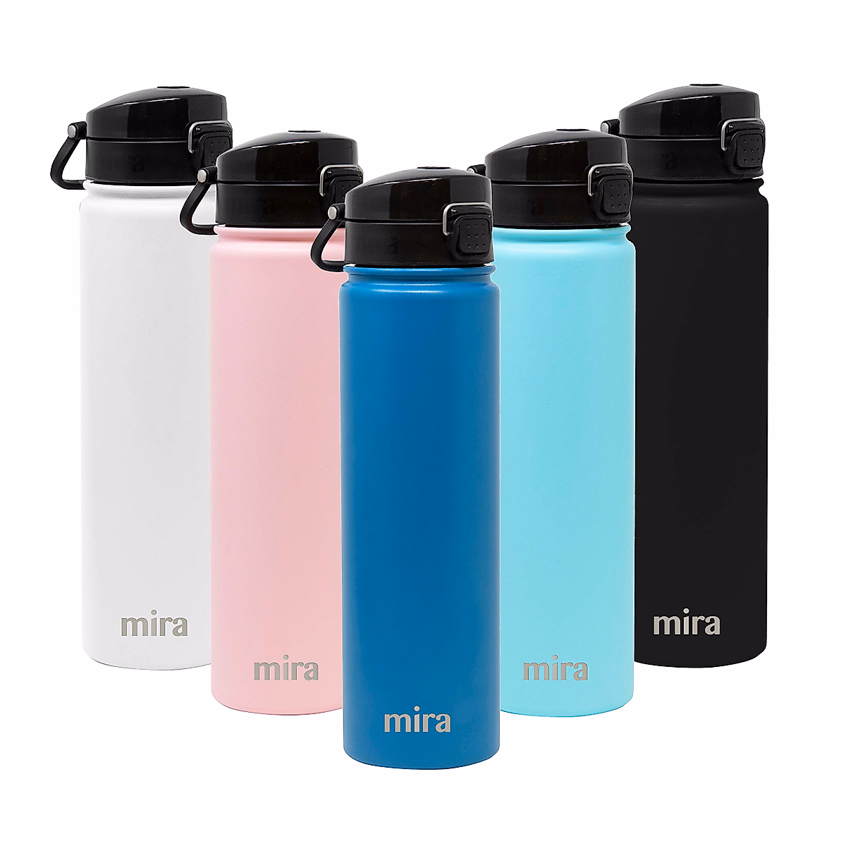MIRA Stainless Steel Water Bottle - Hydro Vacuum Insulated Metal Thermo Flask Keeps Cold for 24 Hours, Hot for 12 Hours - BPA-Free One Touch Spout Lid Cap - 24 oz Hawaiian Blue
