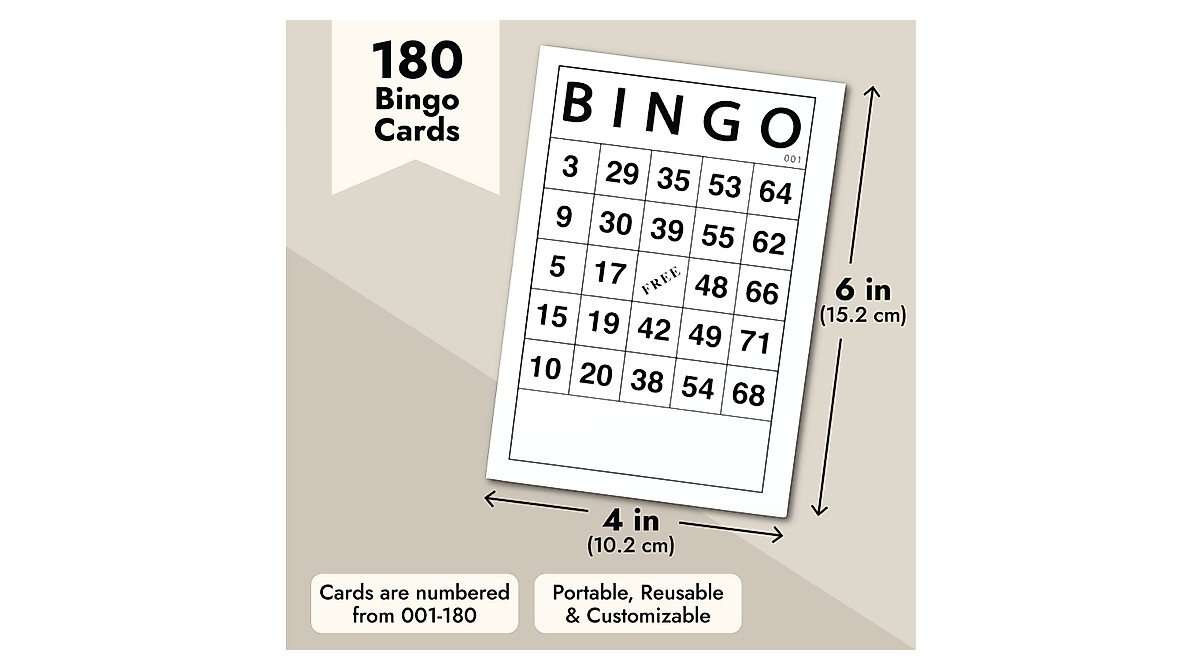 Buy Juvale 180 Sheets Reusable Bingo Cards for Fun Games