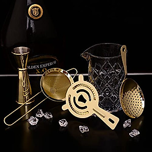 Eligara Hawthorne Strainer - Stainless Steel Cocktail Strainer with High-Density Spring, Bartenders Tool - Drink Strainers for Boston Shakers & Mixing Glasses (Gold)