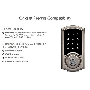 Kwikset Premis Touchscreen Smart Lock Electronic Deadbolt, Works with Apple HomeKit via Apple HomePod or Apple TV, in Venetian Bronze